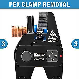 iCrimp ICP-CT02 PEX Crimp Fitting Removal Tool for Removing 1/2-in, 3/4-in, 1-in PEX Copper Crimp Rings & Stainless Steel Cinch Clamps