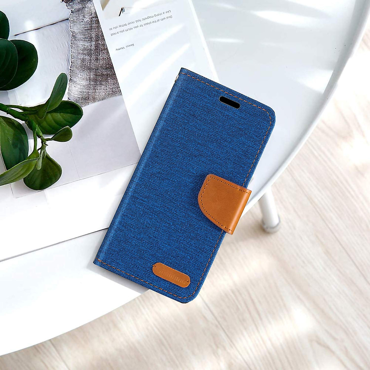 Shantime for Doogee V20 Pro Case, Oxford Leather Wallet Case with Soft TPU Back Cover Magnet Flip Case for Doogee V20 Pro (6.43”) Blue