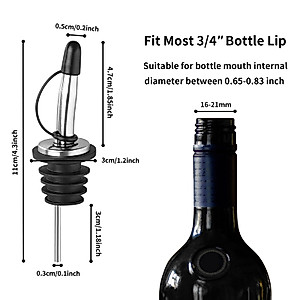 Ohtomber 12PCS Liquor Pour Spout - Stainless Steel Pour Spouts for Liquor Bottles, Speed Tapered Liquor Bottle Pourers for Alcohol with Dust Caps, Olive Oil Dispenser Spout, Bar Accessories Bar Tools