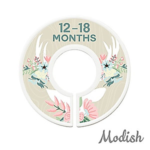 Modish Labels Baby Clothes Size Dividers, Baby Closet Organizers, Size Dividers, Baby Closet Organizers, Closet Dividers, Clothes Organizer, Girl, Woodland, Deer, Boho, Floral Antlers, Flowers (Baby)