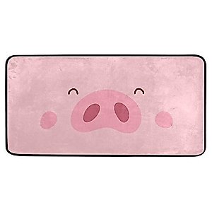 Kitchen Rugs Cute Pig Pink Design Non-Slip Soft Kitchen Mats Bath Rug Runner Doormats Carpet for Home Decor, 39" X 20"