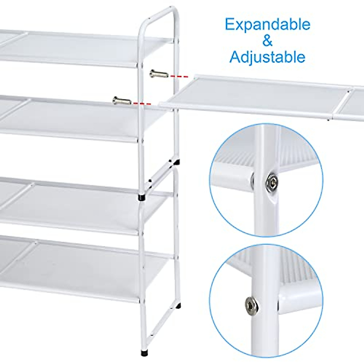 SUFAUY 2-Tier Shoe Rack, Stackable Shoe Shelf Storage Organizer for Entryway Closet, Metal Mesh, White