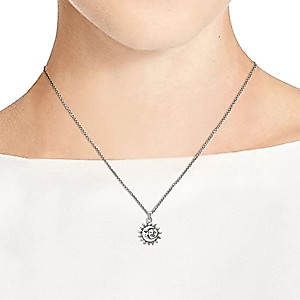AeraVida Couple Love Celestial Sun And Moon 925 Sterling Silver Necklace