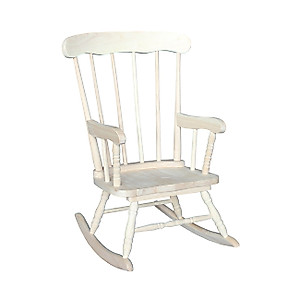 IC International Concepts Juvenile Rocker, Solid Wood Child's Rocking Chair, Sturdy and Durable Furniture for Kids Room or Nursery - Unfinished