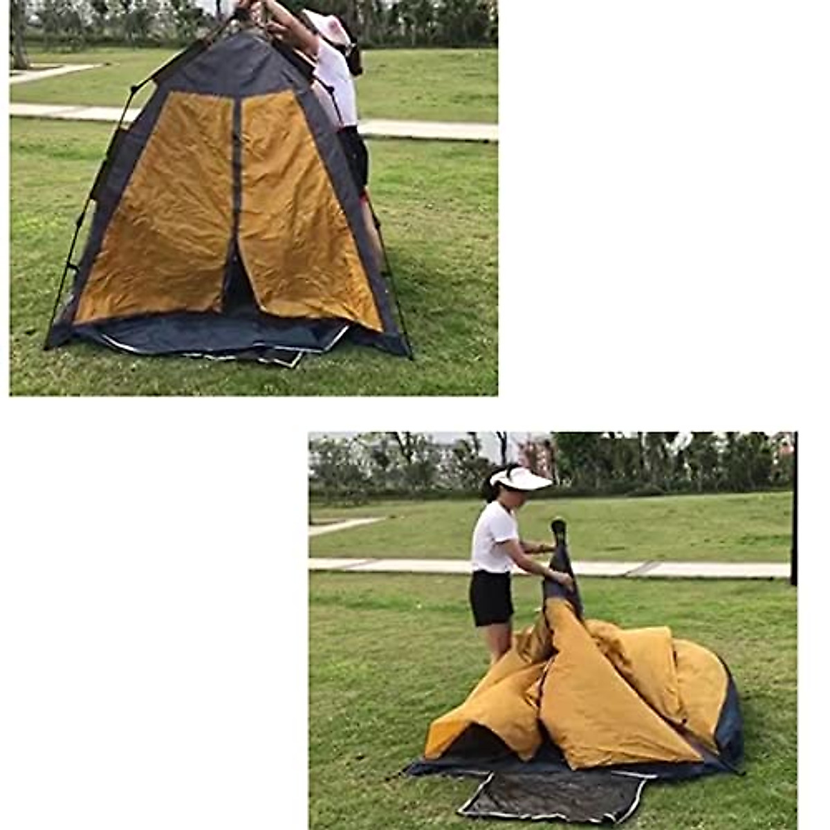 AyfeS Tent for Camping Hexagonal Camping Tent 3 4 Person Automatic Pop Up Family Tent with 2 Doors,Upf50 Waterproof for 4 Seasons Large Space for Picnic Outdoors