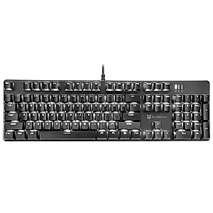 Merdia Mechanical Keyboard Gaming Keyboard | Brown Switch White Backlit Keyboard | 104 Keys US Layout | Wired Gaming Keyboard | Hot Swappable Mechanical Keyboard | PC Gaming Keyboards (Black)