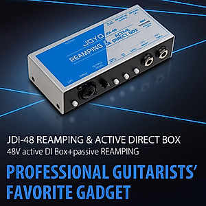 JOYO Passive Reamping and Phantom Powered Active Direct Box, Re-Amping Direct Box with 6.35mm and XLR Input 2 in 1 for Guitarist Bass Performance or Recording (JDI-48)