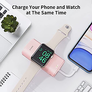 iWALK Portable Apple Watch Charger, 9000mAh Power Bank with Built in Cable, Apple Watch and Phone Charger, Compatible with Apple Watch Series 7/6/Se/5/4/3/2, iPhone14/13/12/12 Pro Max/ 11/6s