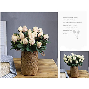 Plmqiuy Artificial Rose 9 Heads for Home Office Garden Party Wedding Decoration. (White)