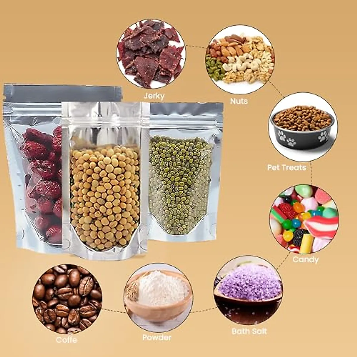 100-Pack Resealable Clear Mylar Bags for Food Storage, Stand up Smell Proof Mylar Food Storage Bags with Air Tight Zipper - Heat Sealable Small Packaging Bags (3.5" x 5.9")