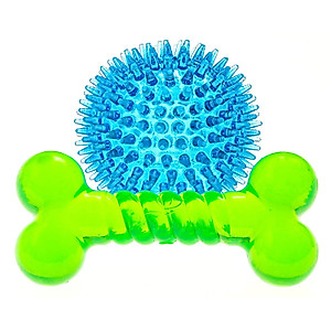 Knivel Spiky Ball and Bone for Small Dogs - Puppy Teething Toys Bone Dog Toy Set for Smart Newborn Pet - Doggy Interactive Chew Mini Dental