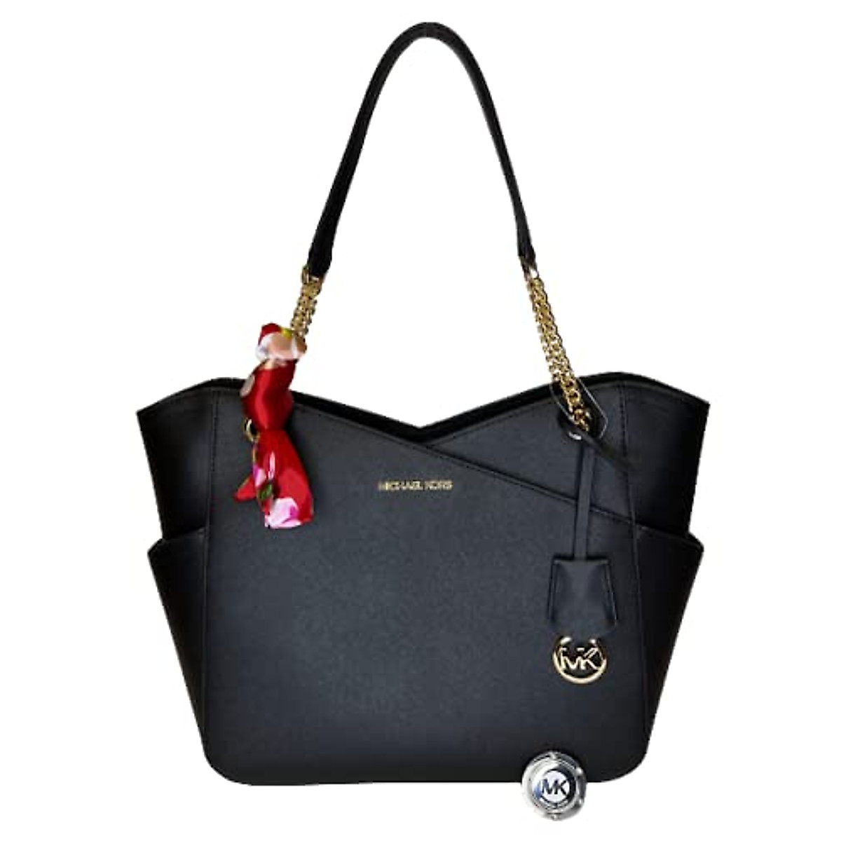 Michael Kors Women's Jet Set Travel Large Chain Shoulder Bag (Large, Black/Gold)