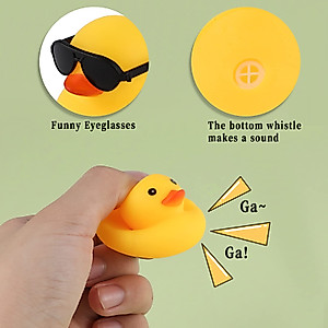 LUTER Rubber Bath Duck Toys, 16 Pcs Rubber Ducks Sunglasses Ducky Float and Squeak Bath Ducky Toy Cute Bath Ducks Toys for Baby Shower Birthday Party Supplies