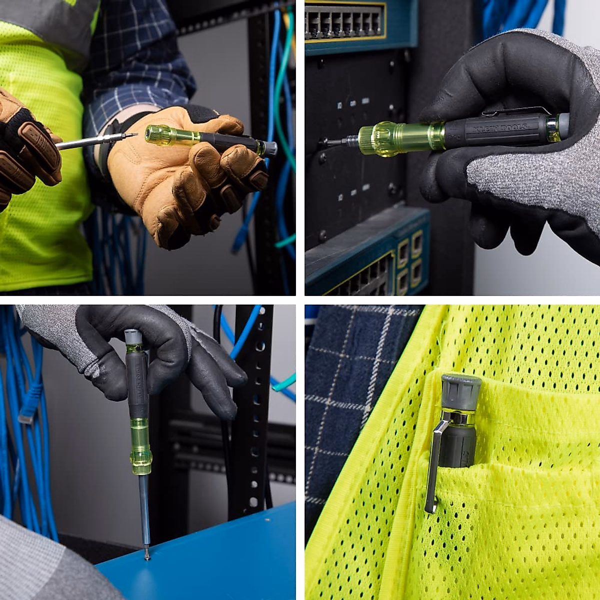 Klein Tools 32614 Multi-bit Precision Screwdriver Set, 4-in-1 Electronics Pocket Screwdriver, Professional Phillips and Slotted Bits, EDC