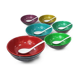 KCHEX Asian Soup Spoons Melamine Soup Spoon Asian Japanese Spoons Soup China Soup Spoon Soup Spoons Ramen Ramen Soup Spoon 6 PCS Set Miso Soup Spoons Japan Soup Spoon