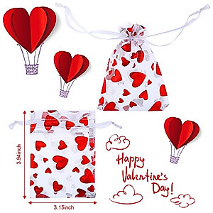 80 Pieces Heart Candy Bags Organza Jewelry Pouches 10 x 8 cm Pouch Drawstring Bags for Jewelry Packaging Valentine's Day Wedding Festival Party Supply