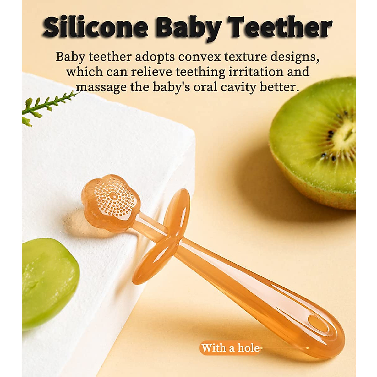 FOKiiBO Baby Silicone Toothbrush Set, Toothbrush + Tongue Brush + Baby Teether + Finger Toothbrush with Cup for Training Teething, 0-18M Infant Toddler Newborn Baby Teeth Brushes (Blue)