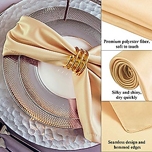 Aneco 12 Pieces Satin Napkin Square 20 x 20 Inches Dinner Napkins Weddings Party Napkin Soft Table Napkins for Romantic Weddings Party Dinner Decoration (Gold)
