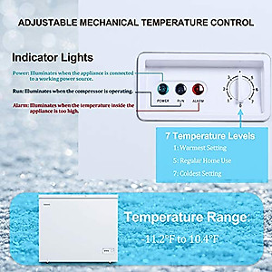 Galanz GLF70CWED01 Manual Defrost Chest Freezer, Mechanical Temperature Control, White, 7.0 Cu Ft