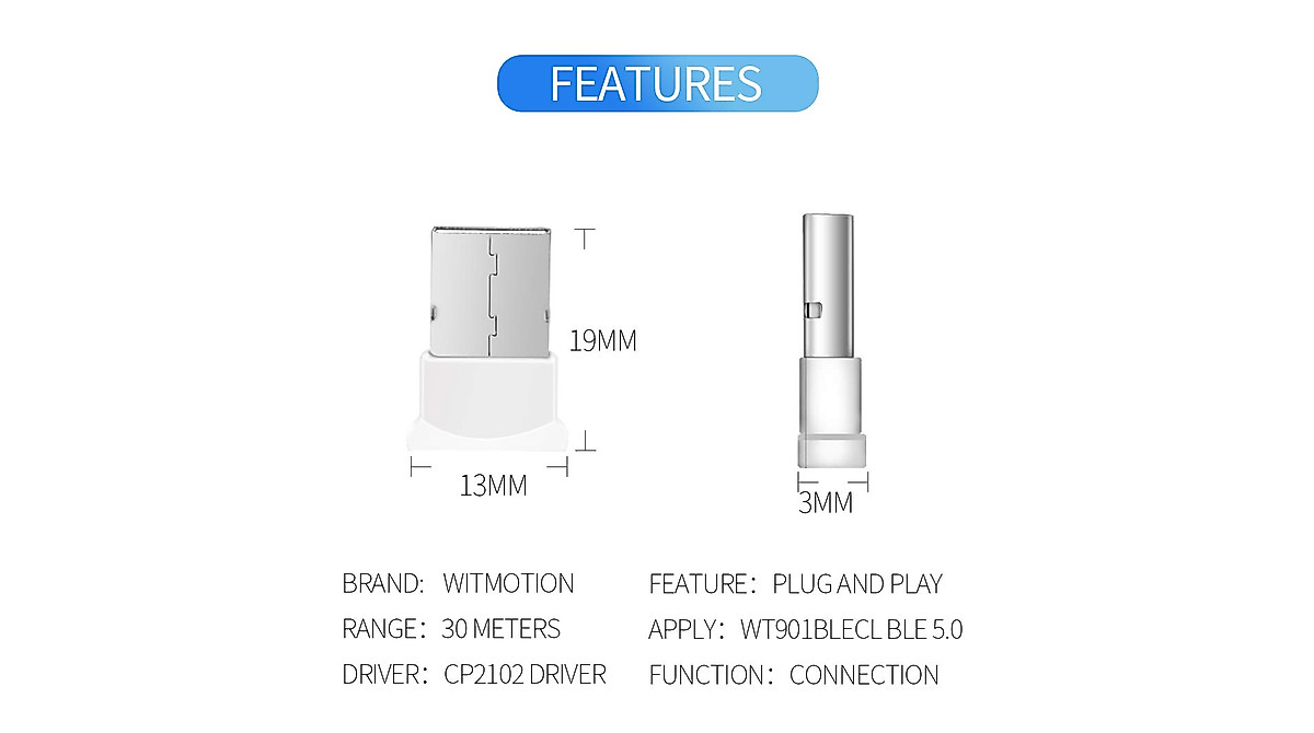 WitMotion BLE 5.0 Bluetooth USB Adapter - 30m Range