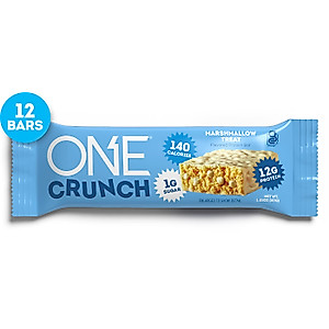 ONE Crunch Protein Bars, Marshmallow Treat, Gluten Free Protein Bars with 12g Protein and 1g Sugar, Pantry Staples, 2.12 oz (12 Count)