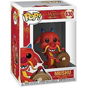 POP Disney: Mulan - Mushu with Gong Funko Pop! Vinyl Figure (Bundled with Compatible Pop Box Protector Case), Multicolored, 3.75 inches