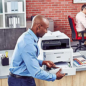 Brother MFC-L3770CDW Wireless Color All-in-One Laser Printer, Auto 2-Sided Printing, 3.7 Inch Color Touchscreen, Print Scan Copy, 30-Sheet Capacity, Bundle with FLASNAKE Printer Cable