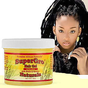 SuperGro Extra Hold Loc & Twist Gel for Natural Hair Styling – Ideal for Braiding, Retwisting Locs, and Edge Control – With Shea Butter, Biotin & Black Castor Oil – 8 oz