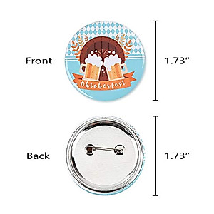 Oktoberfest Buttons Pins Bavarian Badges - Beer Festivities  Event Party Favors Supplies Decorations 48Ct