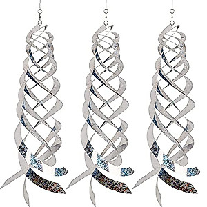 Hausse 2 Pack Fake Horned Owl | 3 Pack Bird Spiral Reflectors Silver Mylar Spinner