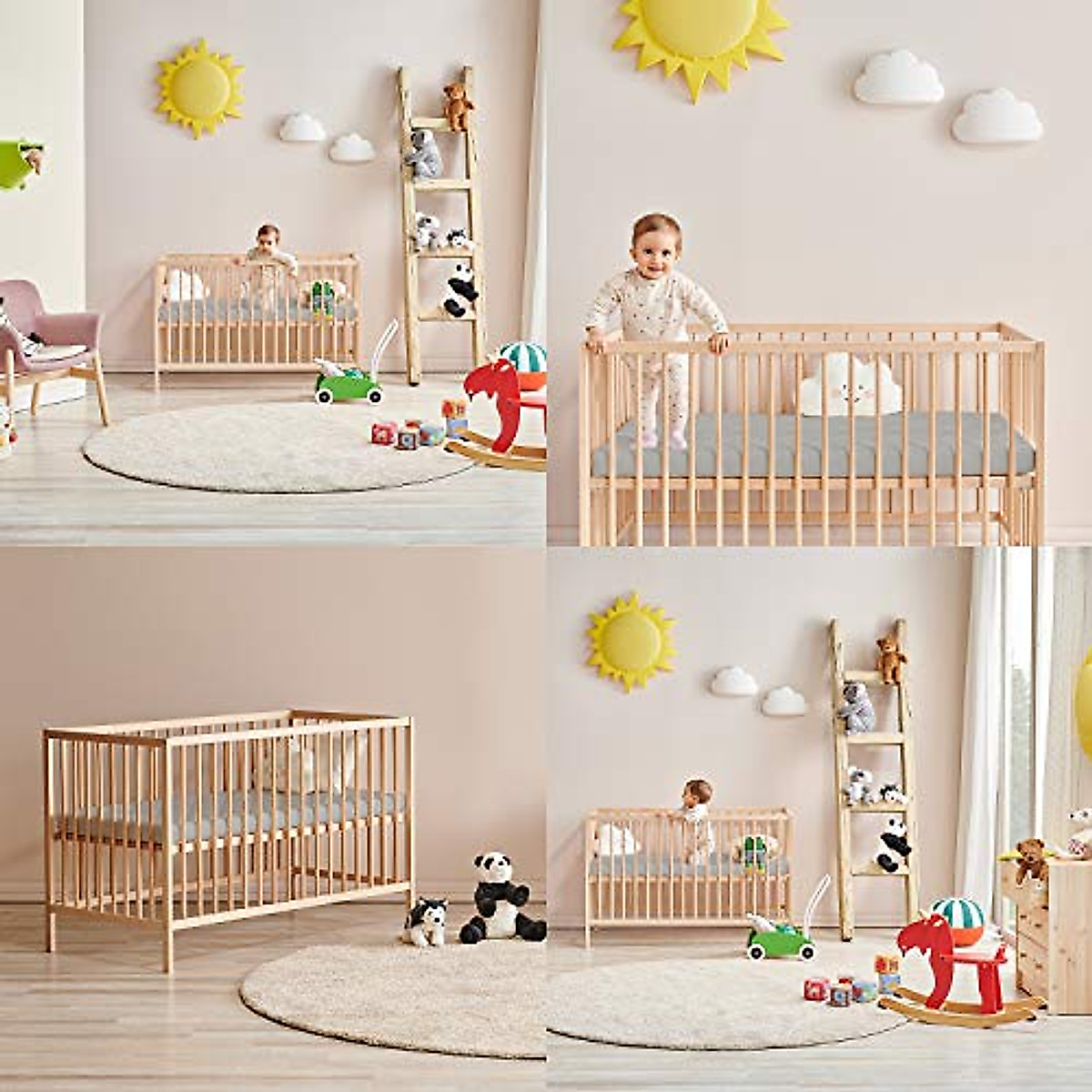 Nicesure Microfiber Fitted Crib Sheet - Soft and Breathable Toddler Sheets for 28 x 52in Fits Standard Crib and Toddler Mattress,2 Pack Set (Gray)