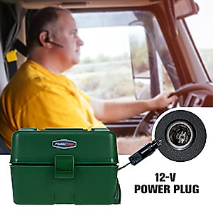 RoadPro RPLBSTOVET2 Food Heating Lunch Box Oven for Truck Portable Food Warmer Lunch Box 12v Stove Car Van Life Travel or Construction – Deluxe, Hunter Green, 1 Quart