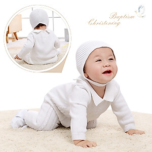 Booulfi Baby Boy's Christening Baptism Outfits Suit with Hat，Cross Detail