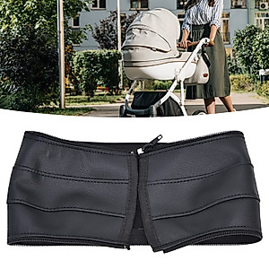 Fdit PU Baby Stroller Handle Cover Armrest Protector for Baby Carriage, Removable Zipper Protector Sleeve for Baby Stroller (Black)