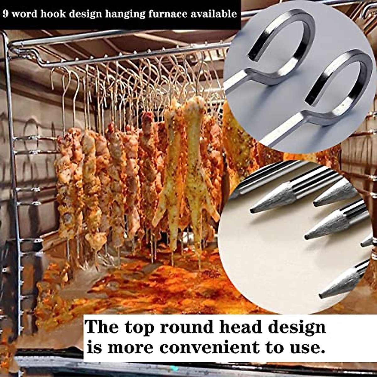 Metal skewers for grilling，skewers for kabobs，stainless steel skewers 14” Flat Shish Kabob Skewers with Ring Handles ，metal skewers ,Reusable BBQ Sticks - 10 Pack with Storage Bag
