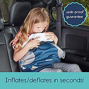 hiccapop UberBoost Inflatable Booster Car Seat | Travel Booster Car Seat | Narrow Backless Booster Car Seat for Travel | Portable Booster Seat for Toddlers, Kids, Child (Navy/Gray)