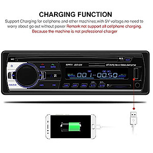 PolarLander Car Radio Audio USB/SD/MP3 Player Receiver Bluetooth Hands-Free with Remote Control Black 1 Din