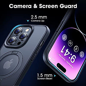 CASEKOO for iPhone 14 Pro Max Case with Magnetic Invisible Stand [Military Drop Protection] [Compatible with MagSafe] Shockproof Slim Translucent Matte Phone Cases for Men Women 6.7 Inch 2022, Black