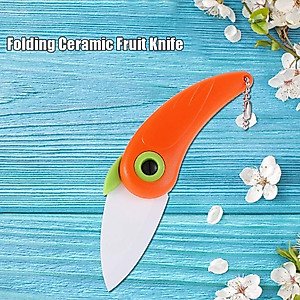 TOPINCN Ceramic Paring Knife Mini Kitchen Fruits Vegetable Ceramic Folding Handle Pocket Knife Camping Knives Cutting Tools 4 Colors (Red)