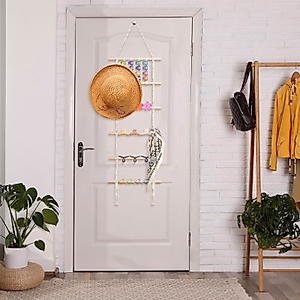 Geetery Macrame Hair Claw Clip Organizer Boho Hanging Hair Clip Holder and Storage for Women Large Headband Hair Bows Holder Organizer Hair Accessories Display Storage for Room Wall Door Closet