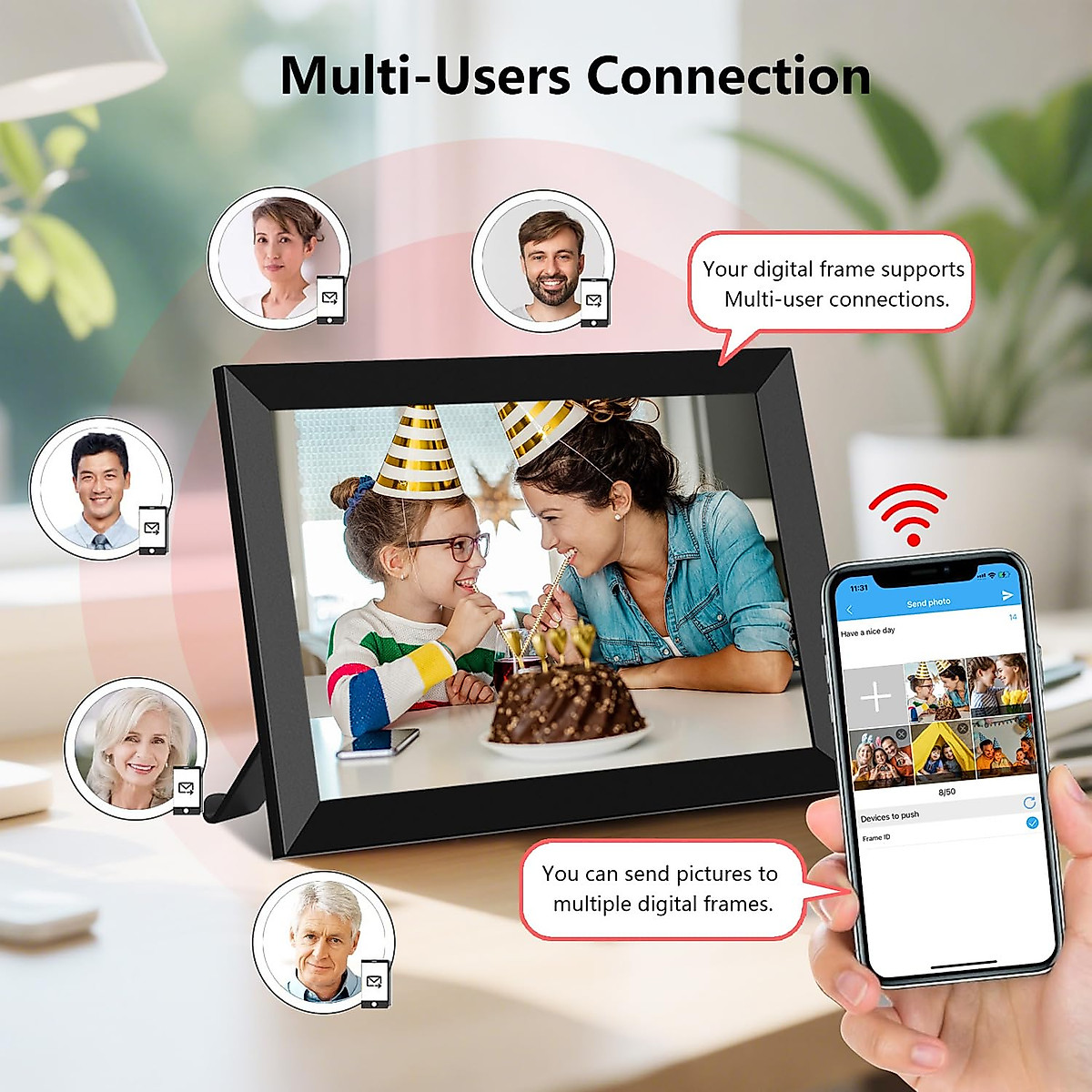 FRAMEO Digital Photo Frame 10.1 inch WiFi Smart Frame HD IPS Touch Screen, 16GB Storage, Auto-Rotate, Wall-Mountable, Easy Setup to Share Photos & Videos via Free App from Anywhere