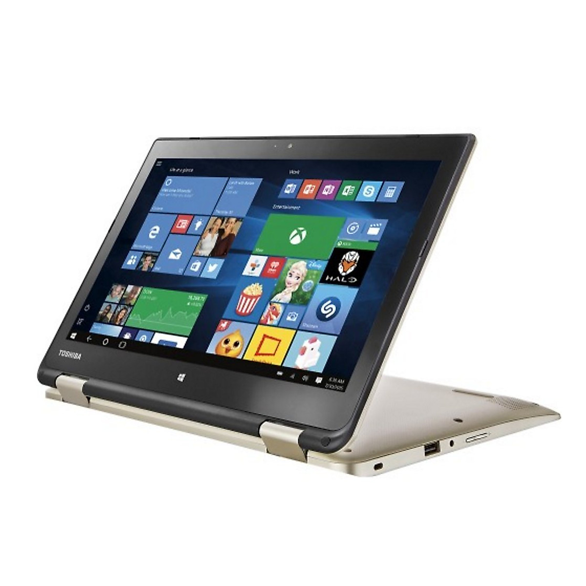 Toshiba Satellite Radius 11 L15W-B1208X 11.6" Laptop, Touchscreen, 2-in-1, Windows 10 Home, Intel Pentium N3540 Processor, 4GB RAM, 500GB HD, Satin Gold