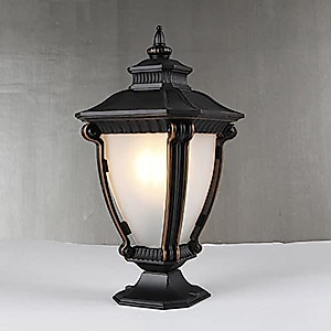 MODEBHD Continental Aluminum Bronze Glass Lantern Outdoor Table Lamp Column Light Aluminum IP54 Waterproof Villa Patio Park Garden Lawn Street Post Light E27 Decoration Illumination Bollard Lamps