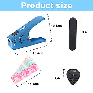DIY Guitar Pick Punch luxury gift package the,Premium Guitar Pick Maker,16paddle clip Strips and a file for smoothing - blue