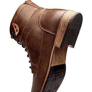 Vostey Men's Motorcycle Boots Business Waterproof Ankle Boots Casual Oxford Boots for Men (BMY8061 Brown 10)