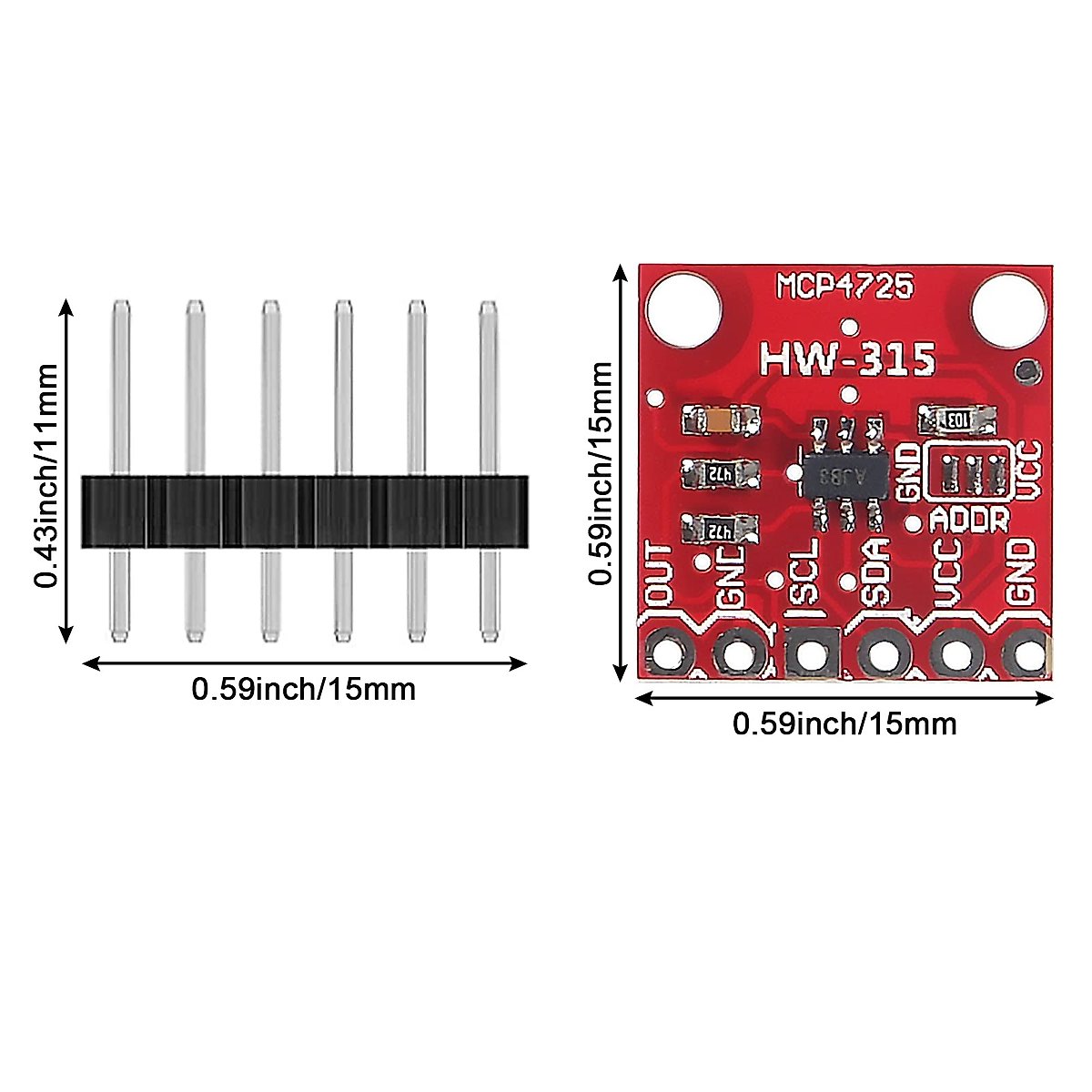 Alinan 5pcs MCP4725 I2C DAC Breakout Module 12-bit Development Board 2.7V to 5.5V Supply with EEPROM