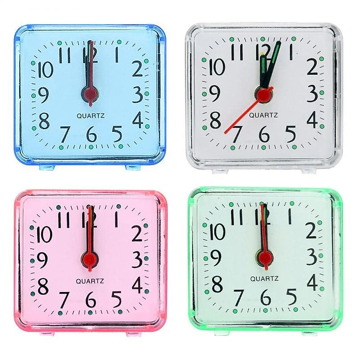 N/A Silent Alarm Clock Night Light Bedroom Bedside Office Small Alarm Clock Need Battery Loud Twin Bell Quartz Clock Alarm (Color : D, Size : 6.1 * 5.5 * 2.7cm)
