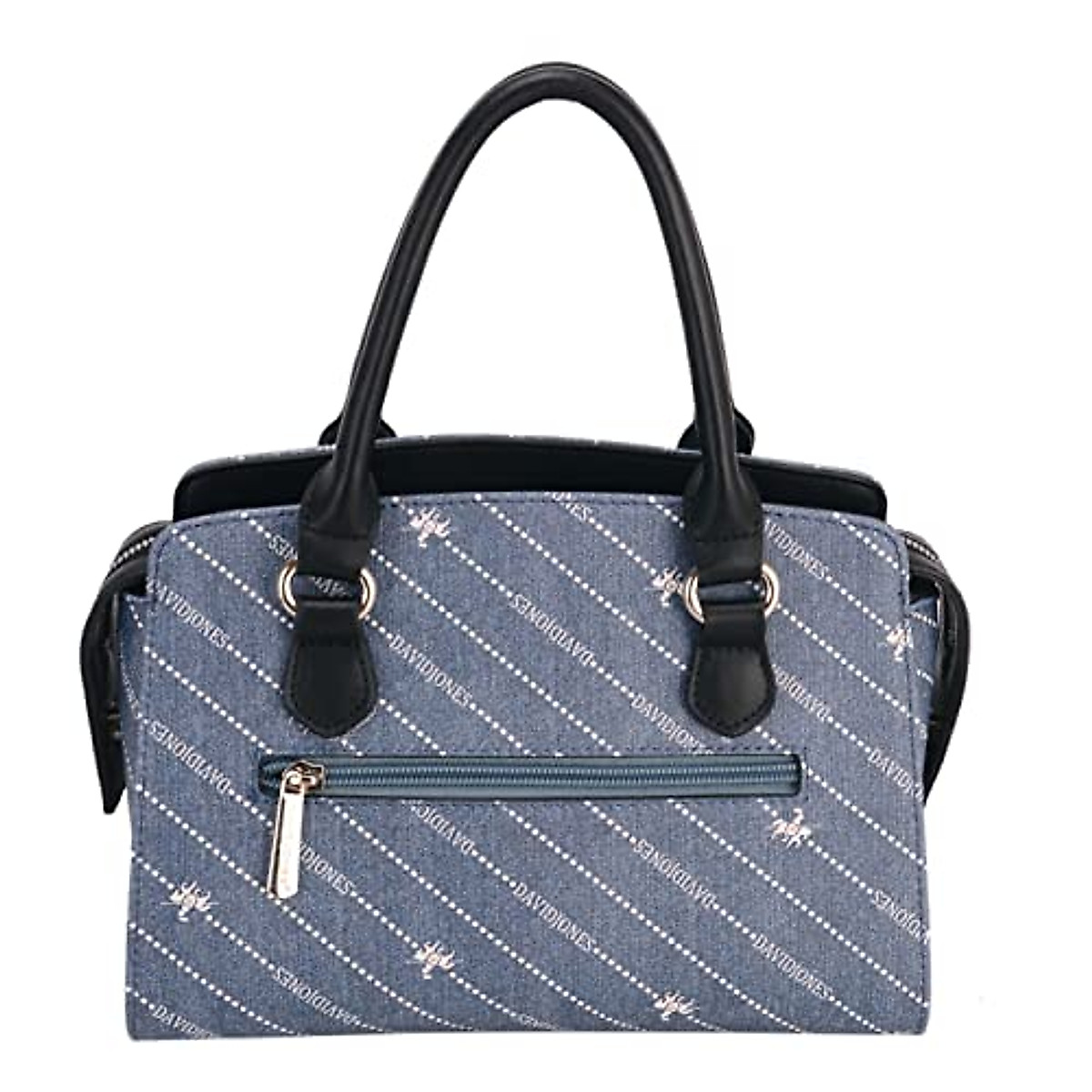 DAVID JONES Women Blue Denim Fashion Tote Work Handbag Casual Everyday Satchel Shoulder Bag - Blue