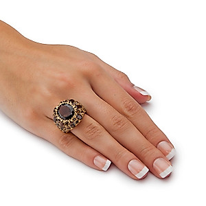 PalmBeach Yellow Gold-plated Oval Cut Genuine Smoky Quartz and Crystal Ring Sizes 6-10 Size 10