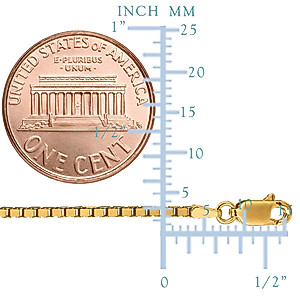 Jewelry Affairs 14k Yellow Real Solid Gold Mirror Box Chain Necklace, 1.7mm, 30"